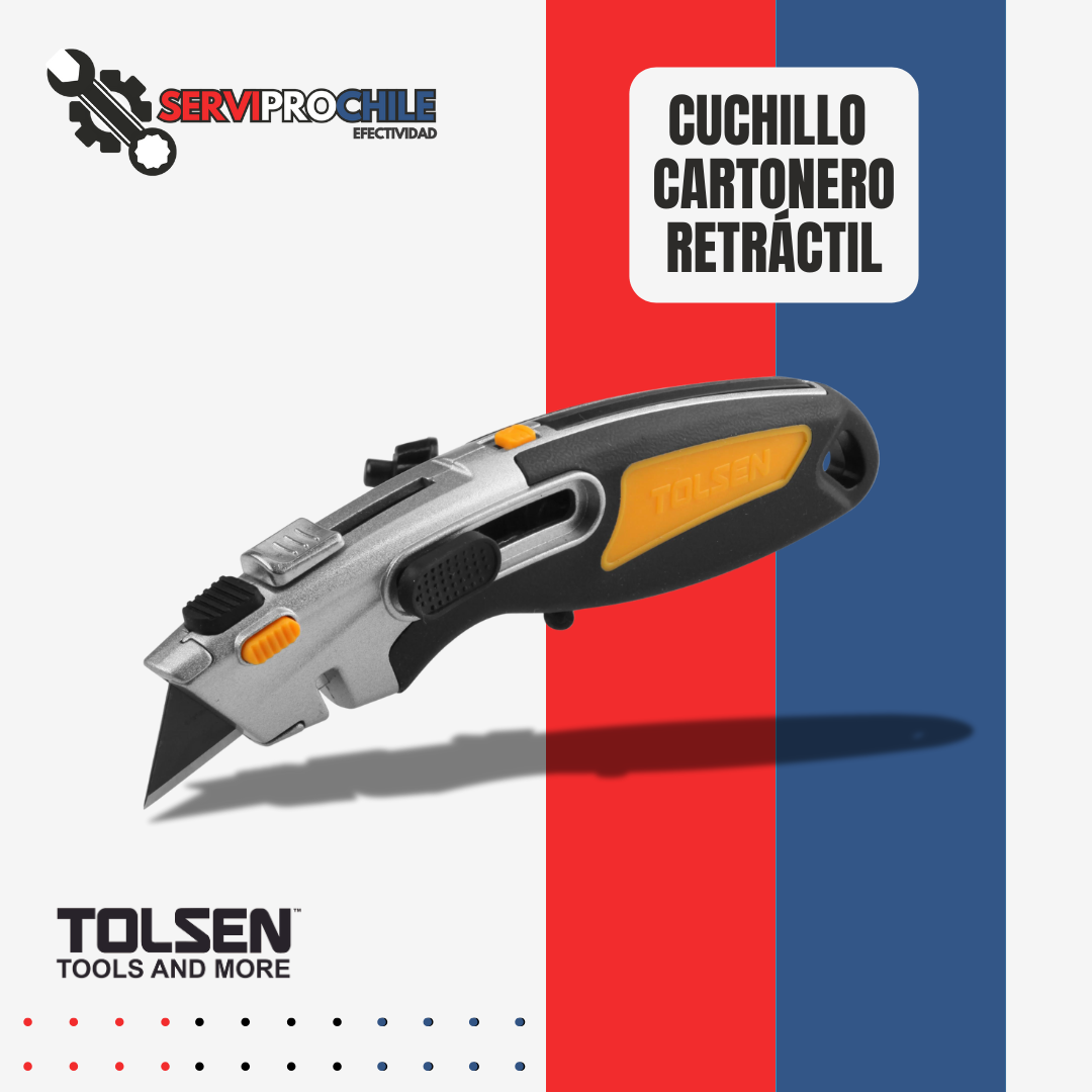 CUCHILLO CARTONERO RETRACTIL DOBLE FUNCION ZINC CON TPR + REPUESTO TOLSEN 30019 - Ferretería ...